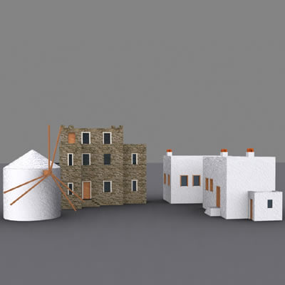traditional houses pack building 3d model