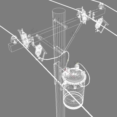 powerline transformer drum pole 3d model