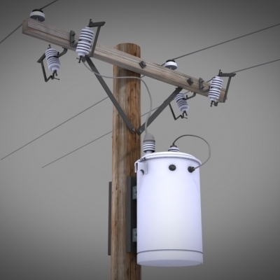 powerline transformer drum pole 3d model