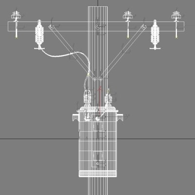 powerline transformer drum pole 3d model
