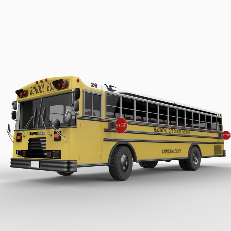 3d model school bus blue bird