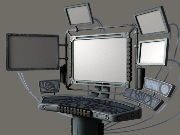 3d terminal scifi computer model