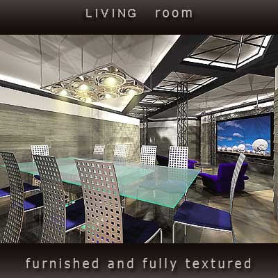 living room home furniture 3d model