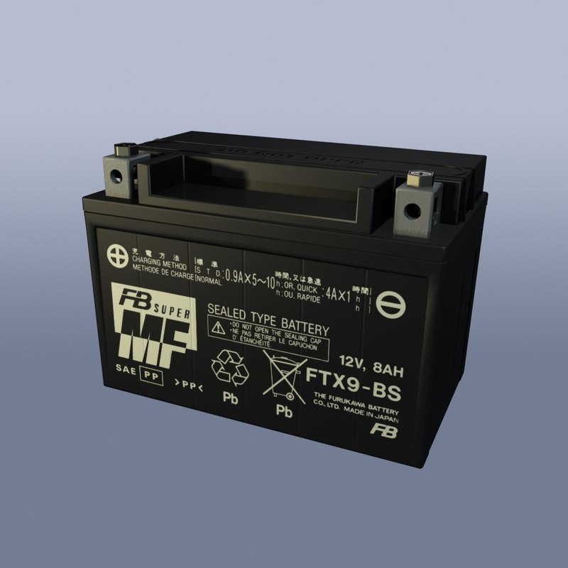 free motorcycle battery 3d model