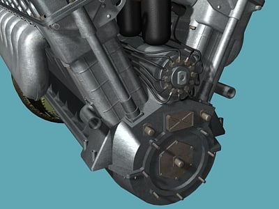 engine t-34 tank 3d model