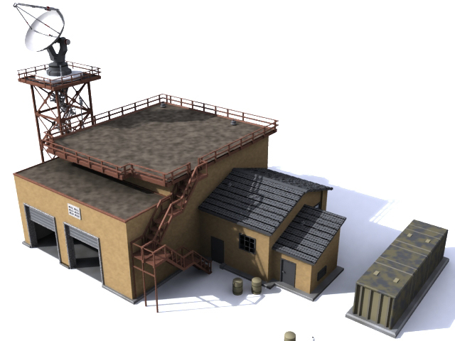 3d model military radar building