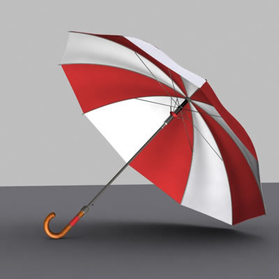 red white umbrella animation 3d model