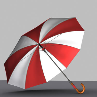 red white umbrella animation 3d model