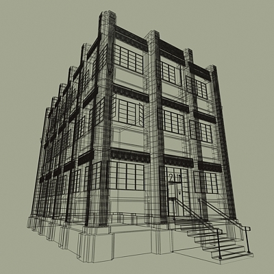 art deco building 3d model