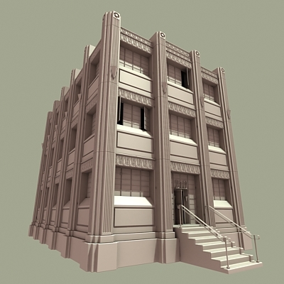 art deco building 3d model