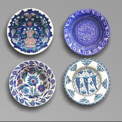 handpainted ceramic plates handmade 3d model