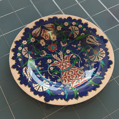 handpainted ceramic plates handmade 3d model