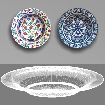handpainted ceramic plates handmade 3d model
