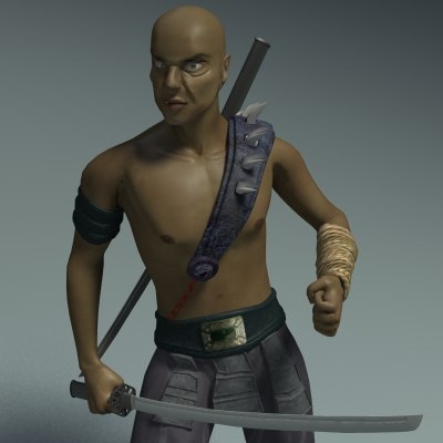 ninja fighter character 3d model