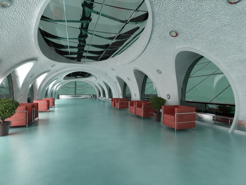 modern exhibition hall 3d model