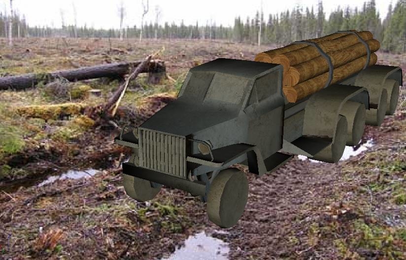 free logging truck 3d model