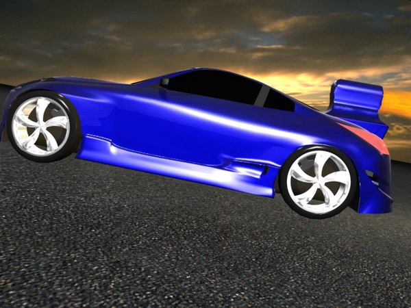 3d model cool rocket car flames