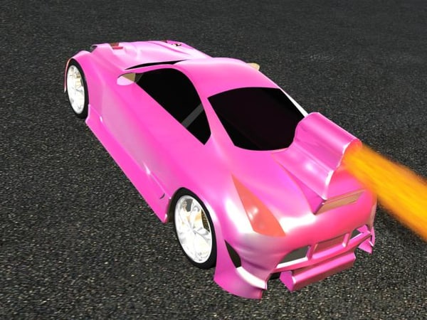 3d model cool rocket car flames