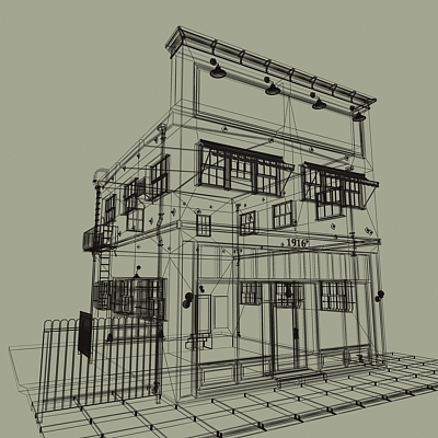 3d model architectural building old town