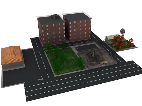 house block streets 3d model