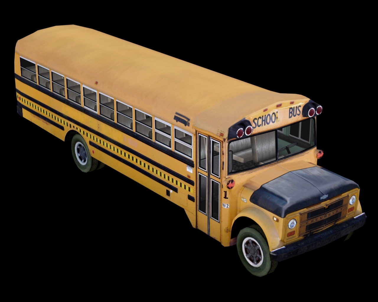 old chevy school bus 3d model