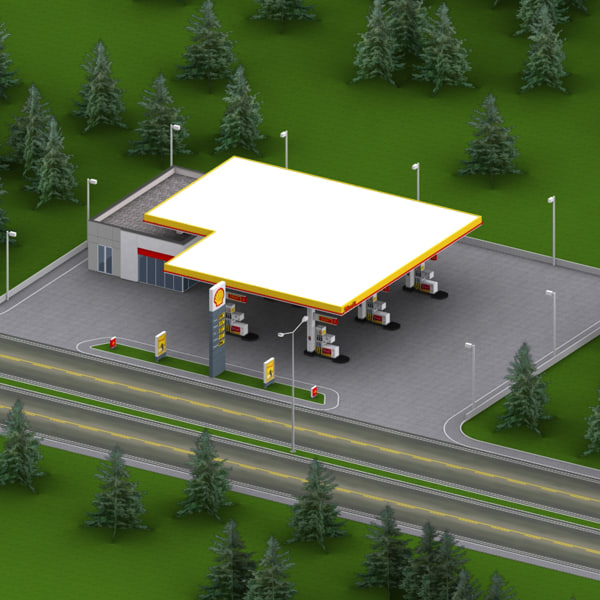 shell gas station day 3d model