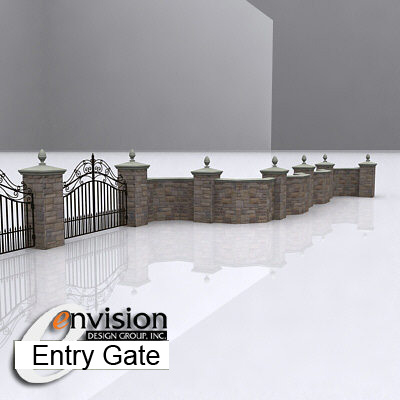 stone wall gate 3d model