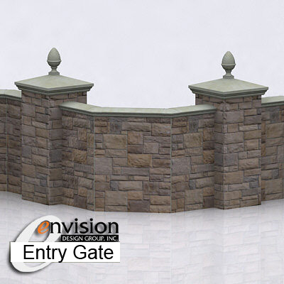 stone wall gate 3d model