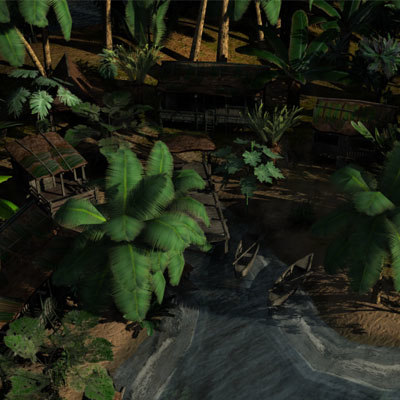 3d tropic level ps2 trees bushes model
