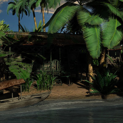 3d tropic level ps2 trees bushes model