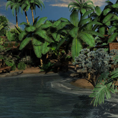 3d tropic level ps2 trees bushes model