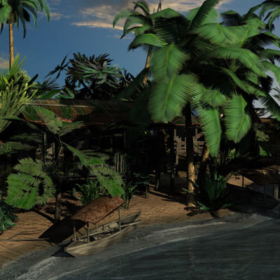 3d tropic level ps2 trees bushes model