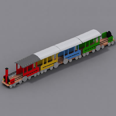 cartoon train 3d model