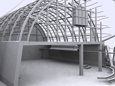 sci-fi architectural platform buildings 3d model