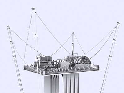 sci-fi architectural platform buildings 3d model