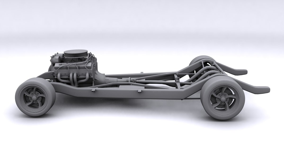 hot rod chassis car 3d model