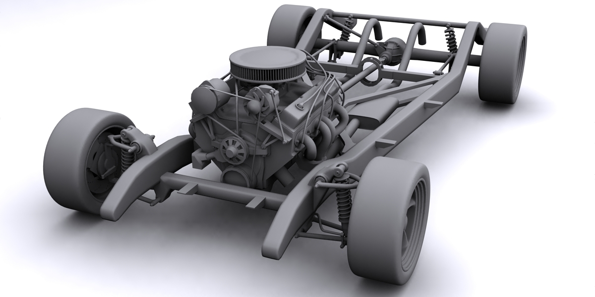 hot rod chassis car 3d model