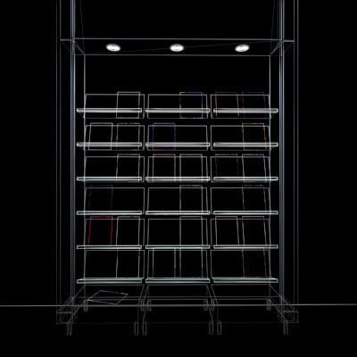 3d model of full-height magazine rack shelving