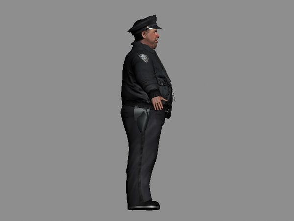3d overweight fat cop model