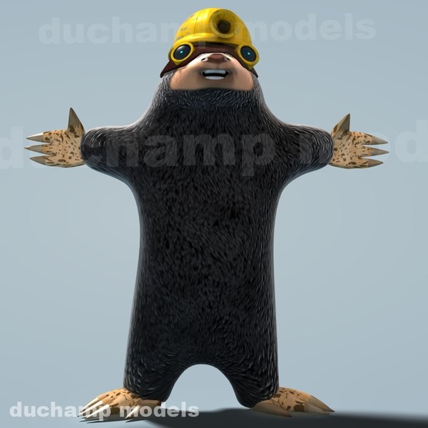 cartoon mole character animation 3d model