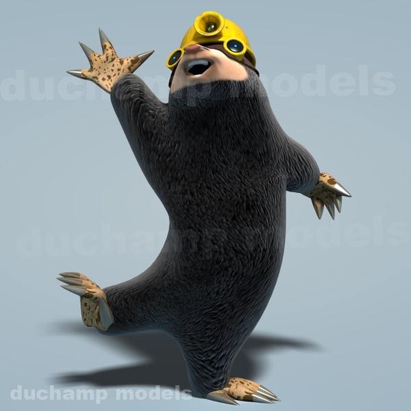 cartoon mole character animation 3d model