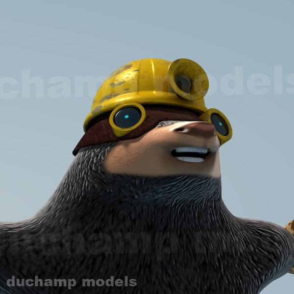 cartoon mole character animation 3d model