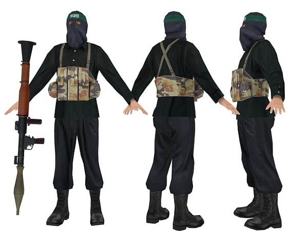 terrorist character 3d model