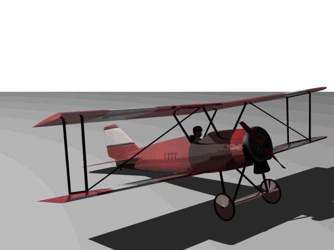 realistic bi-plane 3d model