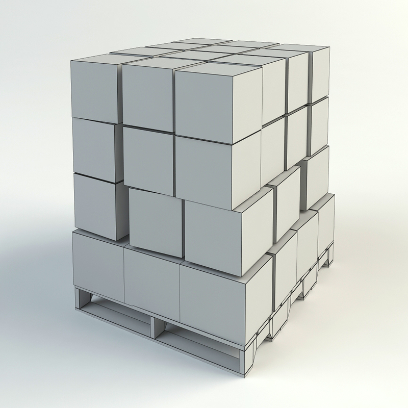 3d pallets boxes model