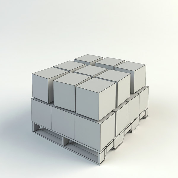 3d pallets boxes model