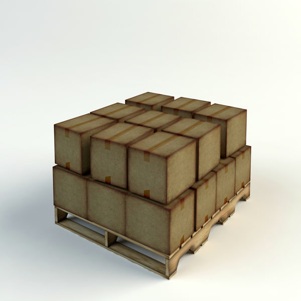 3d pallets boxes model