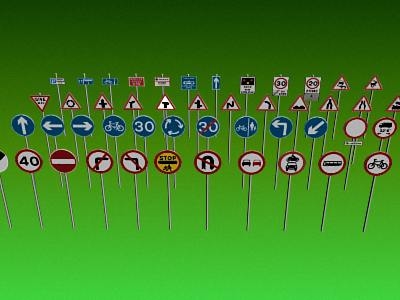 3d model uk road traffic signs