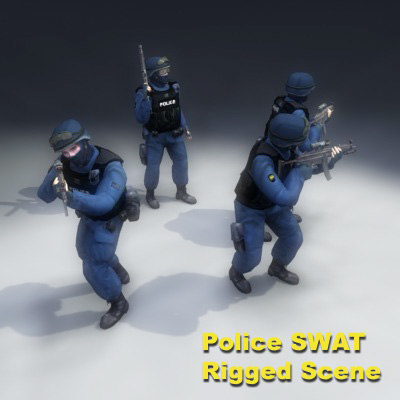 3d swat police rigged model