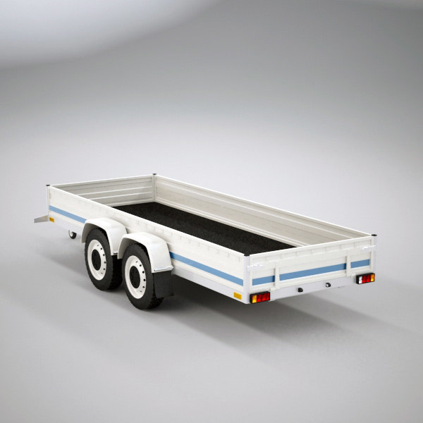 3d small 4 wheel trailer model
